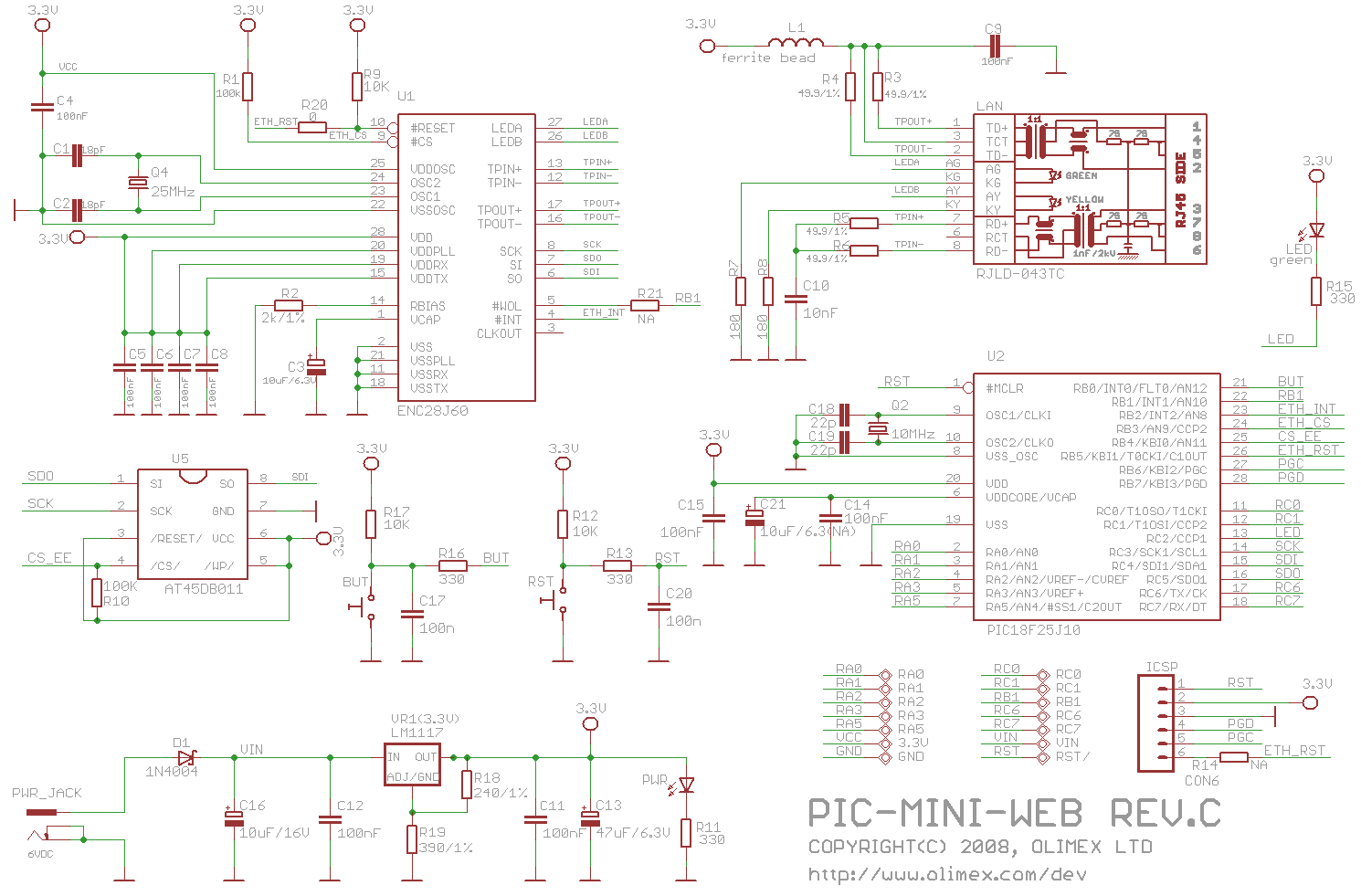 [SOLVED] - ENC28J60 with pic micro controller schematic | Forum for ...